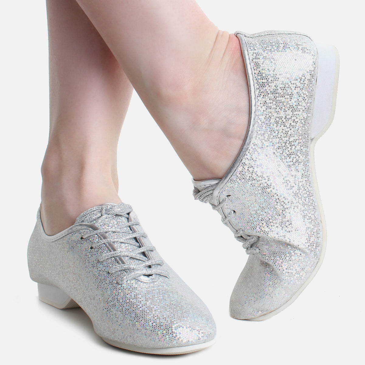 Silver Glitter Jazz Shoes for Girls | En Huit Dance – Dance World Europe